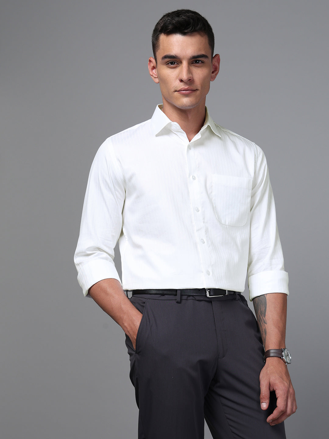 Don Vino Men's White Solid Formal Shirt – Donvino